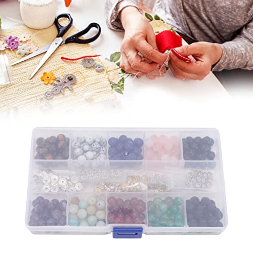 Natural Stone Beads, 240 Pcs Natural Crystal Jewelry Beads, 8mm Round Stone Beads,10 Styles Multicolors,Crystal Chips Gemstone Beads Kit for Jewelry Making