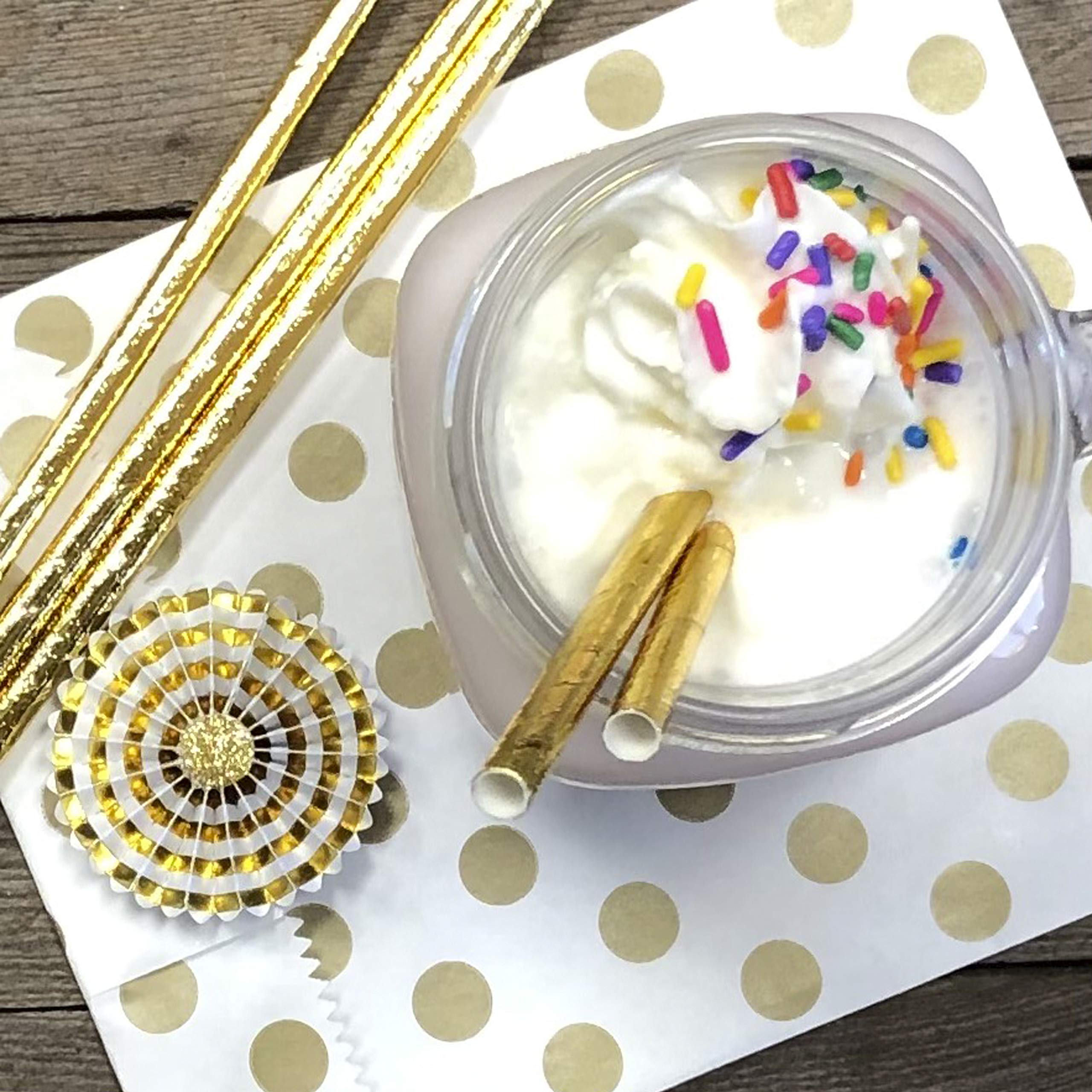 Gold Foil Paper Straws - Wedding Supply - Solid Color Drinking Straws - 7.75 Inches - 50 Pack Outside the Box Papers Brand