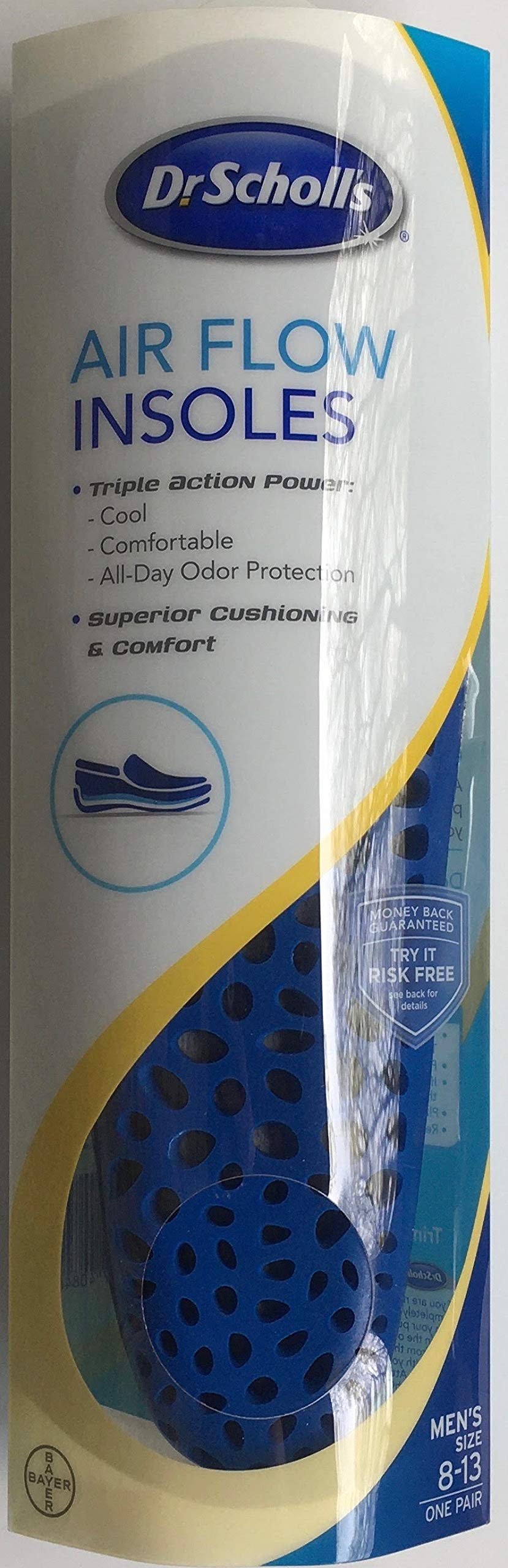 Dr. Scholl's Air Flow Odor Protection Insoles Men's Size 8-13