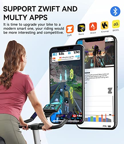 Pooboo Magnetic Exercise Bike Stationary, Indoor Cycling Bike with Built-In Bluetooth Sensor Compatible with Exercise bike apps& Ipad Mount, Comfortable seat and Slant Board, Silent Belt Drive (626S)