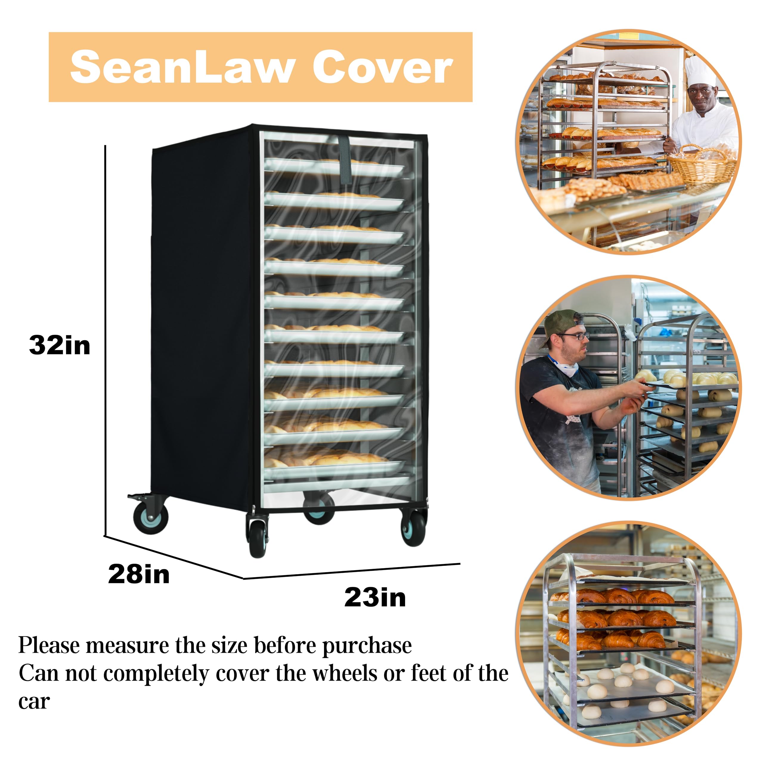 Pan Rack Cover, 23x28x32in,High Density Waterproof and Dustproof Bakery Rack Cover,Pan Rack Cover with Zipper
