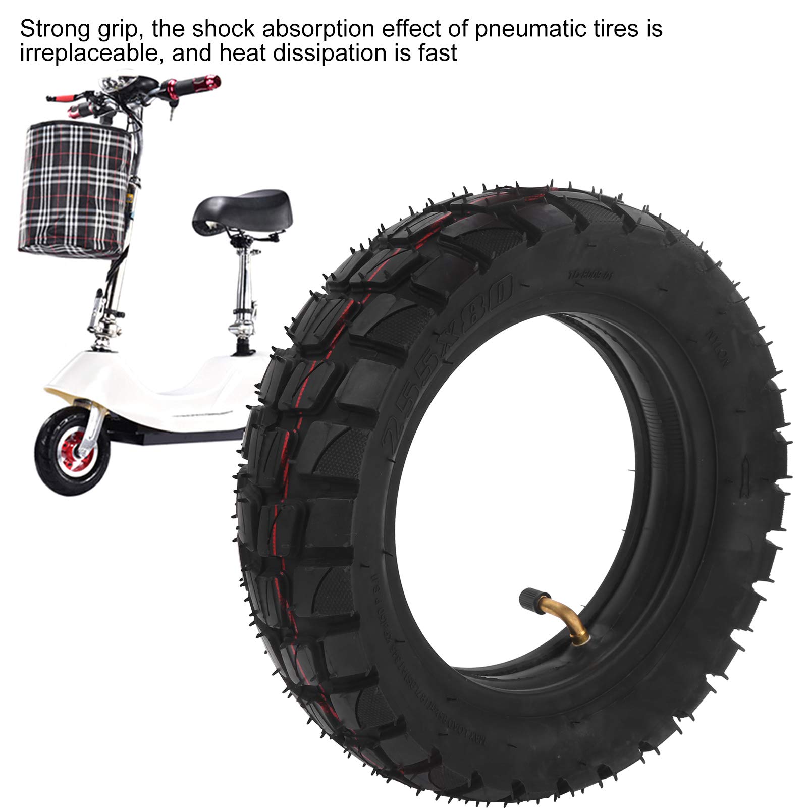 Yosoo Tire and Inner Tube, Sturdy 10in Inflatable Tyre for Electric Scooter for Scooter