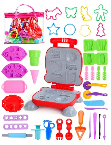Play Dough Tools Set for Kids - 40PCS Playdough Toys Accessories with Shapes Cutters Extruder Kiddy Dough Tools Kit for Girls Boys