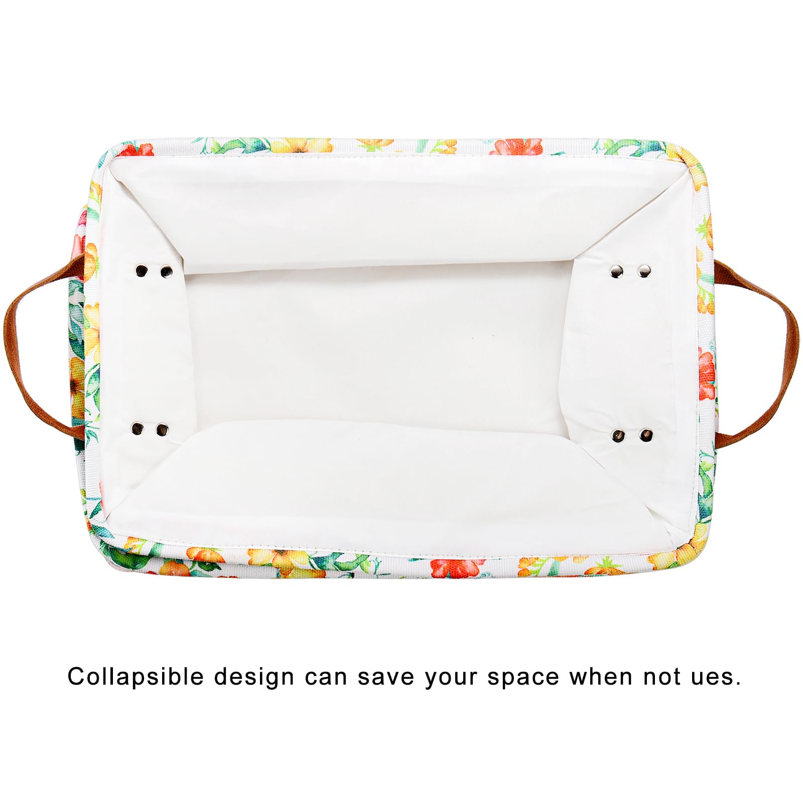 SOUJOY 4 Pack Fabric Storage Basket for Shelves, Foldable Canvas Organizer Box with Handles, Boho Flowers Closet Organizer Bin for Organizing Home Laundry Nursery Dorm Pet Gift