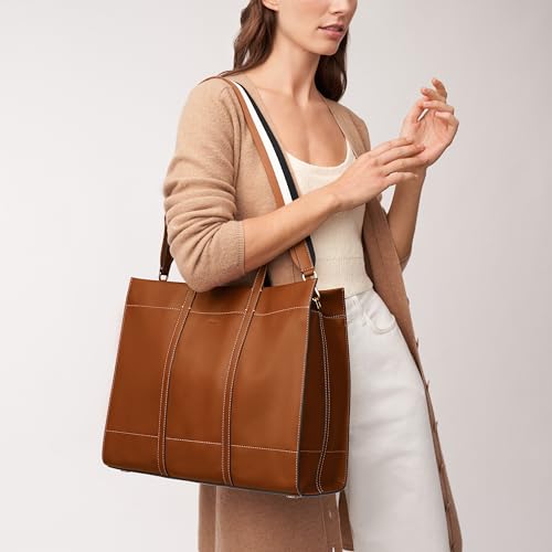Fossil Women's Carmen Leather Tote Bag Purse Handbag, Brown (Model: ZB7890213)