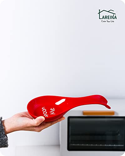 Lareina Ceramic Spoon Rest For Stove Top - Large Spoon Holder For Kitchen Counter Top, Heat-Resistant Cooking Utensil Rest, Cute Coffee Spoon Rest, Modern Farmhouse Kitchen Decor, Red