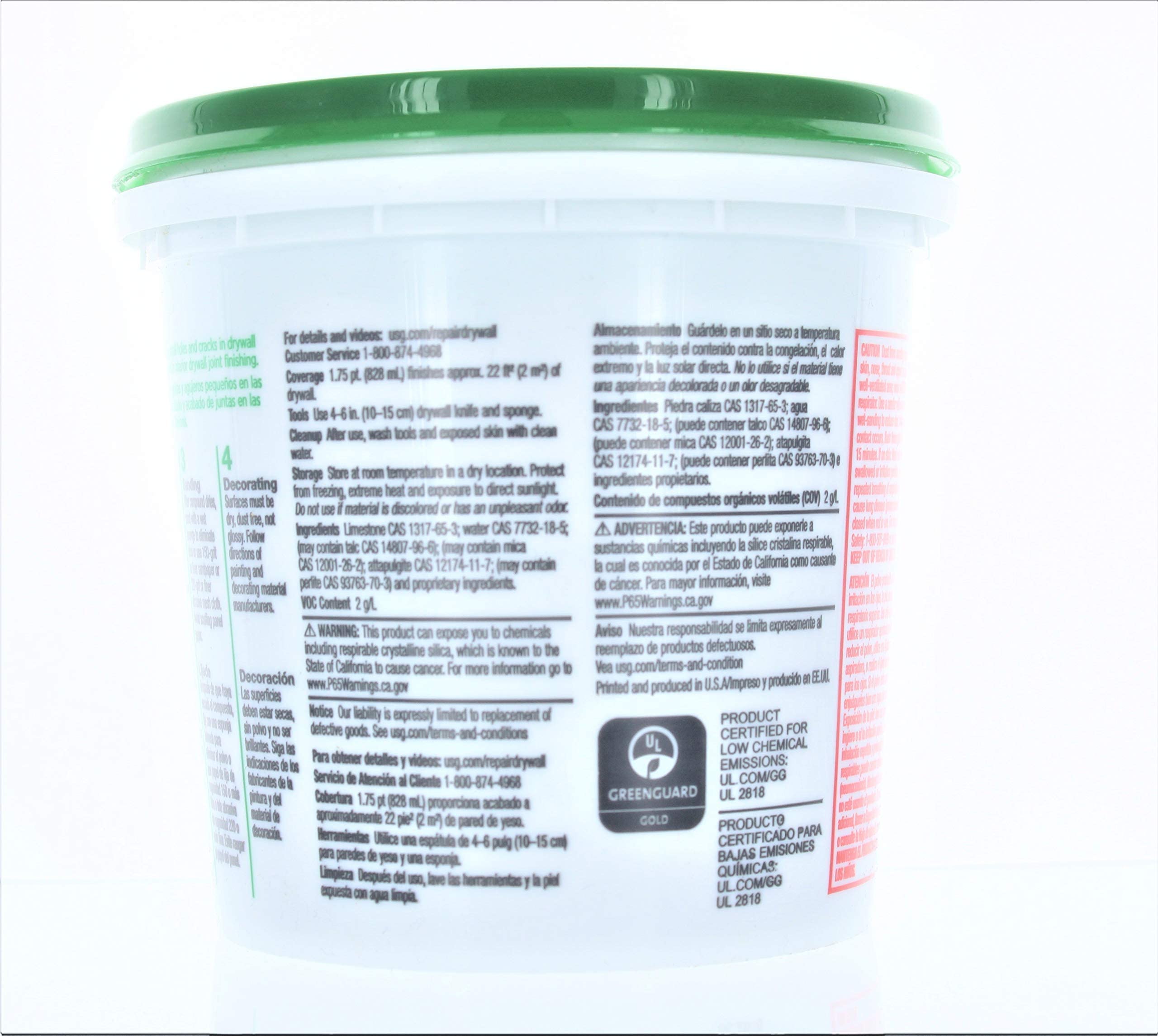 U S GYPSUM 380270072 U S Gypsum 380270 Quart Ready-To-Use Joint Compound, Off-White, 1.75 pt