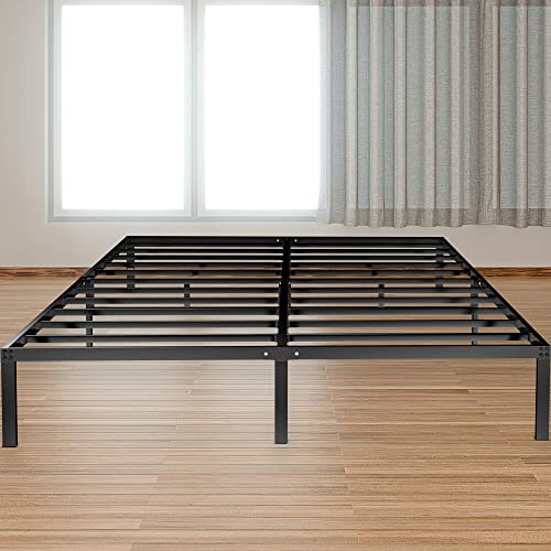Pliwier 14 Inch Platform King Bed Frame, Heavy Duty Metal Bed Frame King Size, No Box Spring Needed, Anti-Slip, Noise Free, Easy Assembly (Black, King (U.S. Standard))
