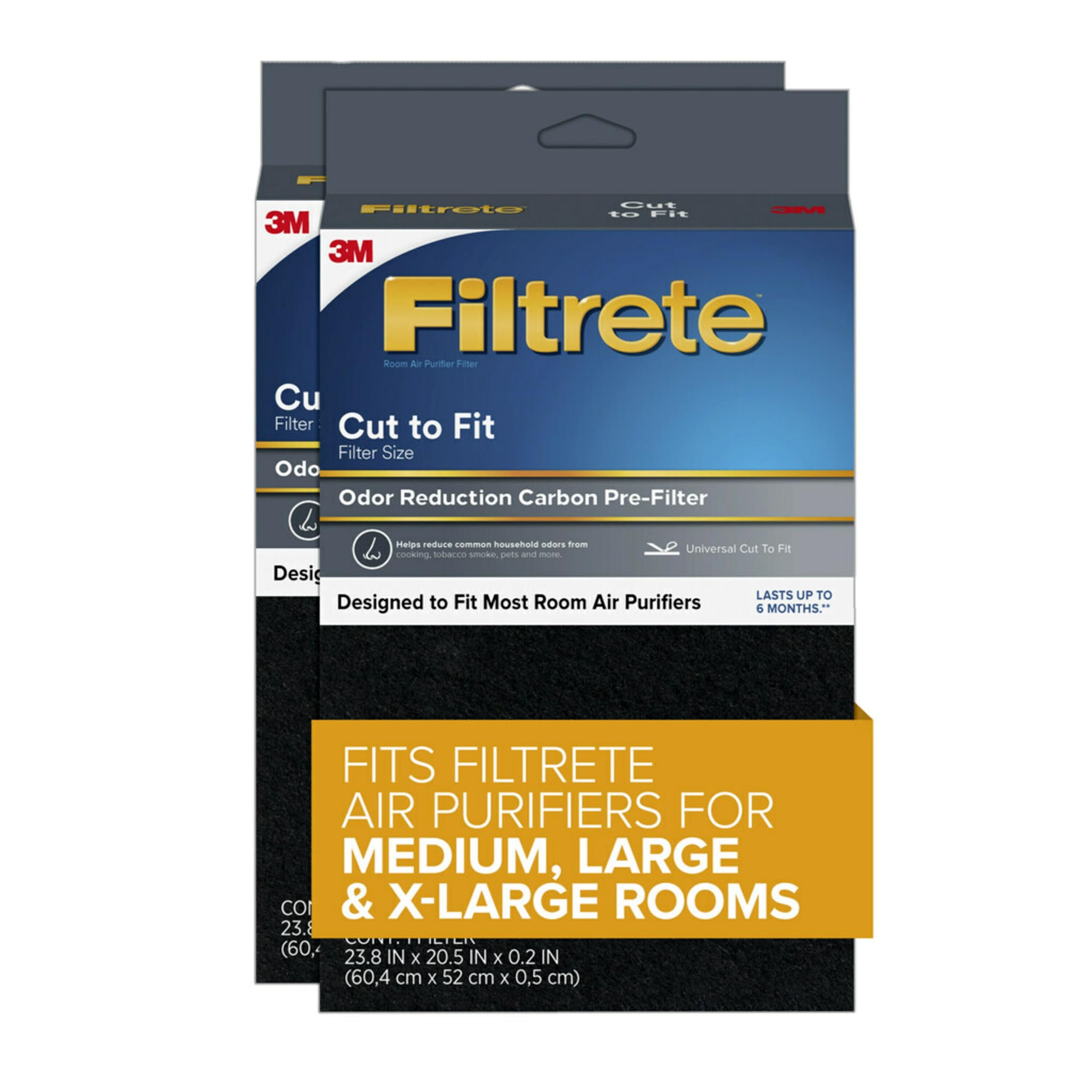 Filtrete Odor Defense Carbon Prefilter for Air Purifier, 2-Pack, Cut to fit most air purifiers