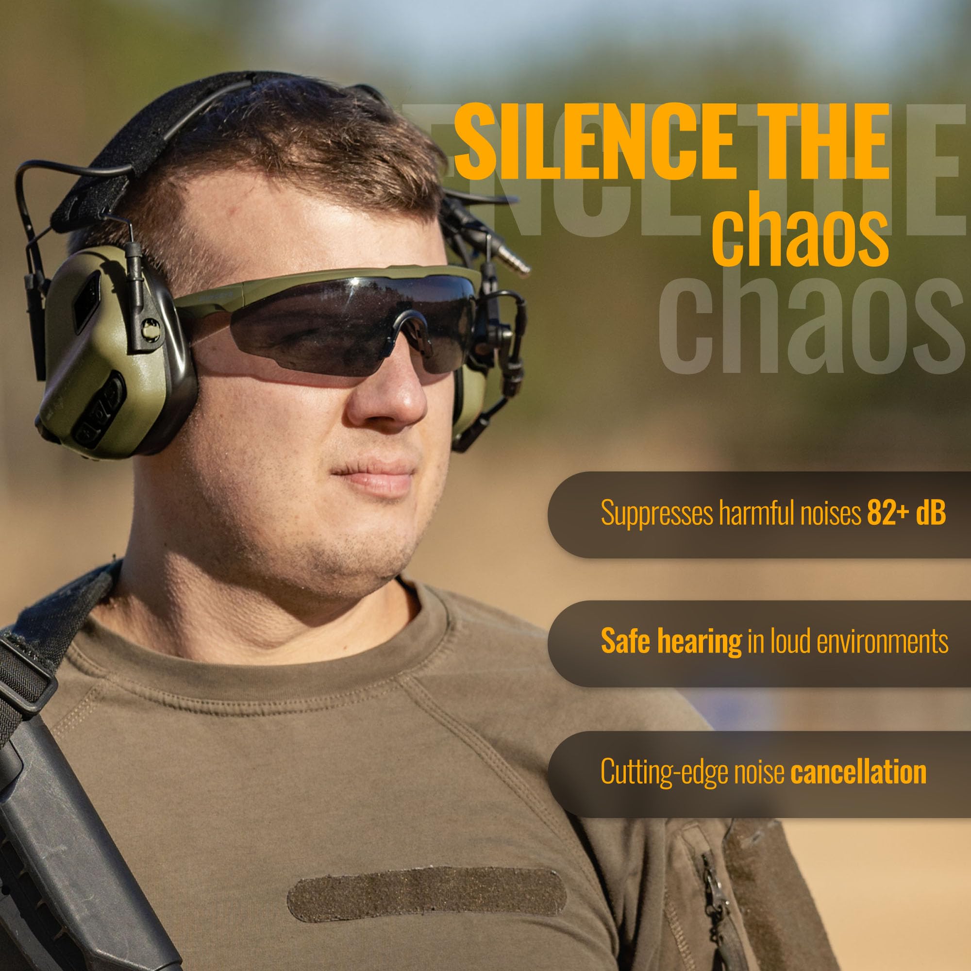 EARMOR M32 Tactical Headset Hunting & Shooting Earmuffs with Microphone, Sound Amplification, Nato TP120 Jacket, Green