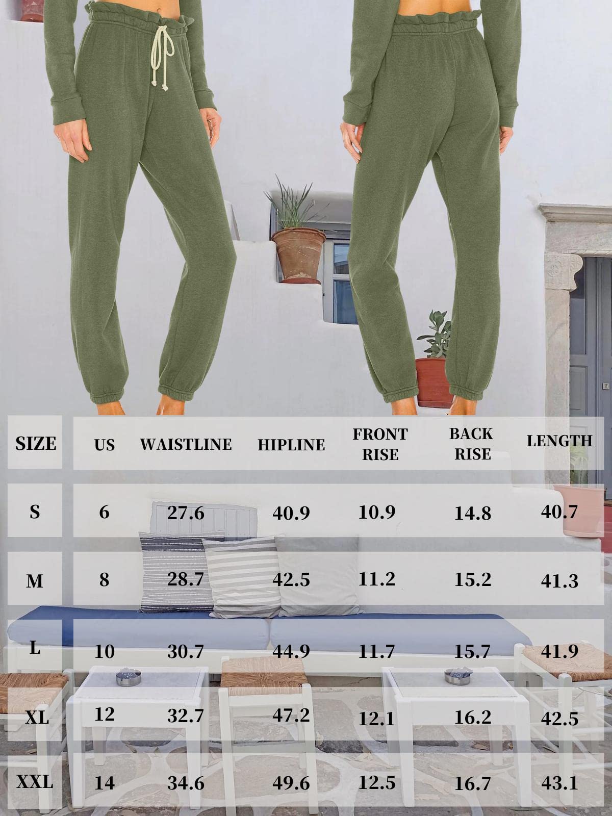JayGate Sweatpants for Women Yoga Drawstring Joggers Elastic High Waist Casual Comfy Lounge Pants Green