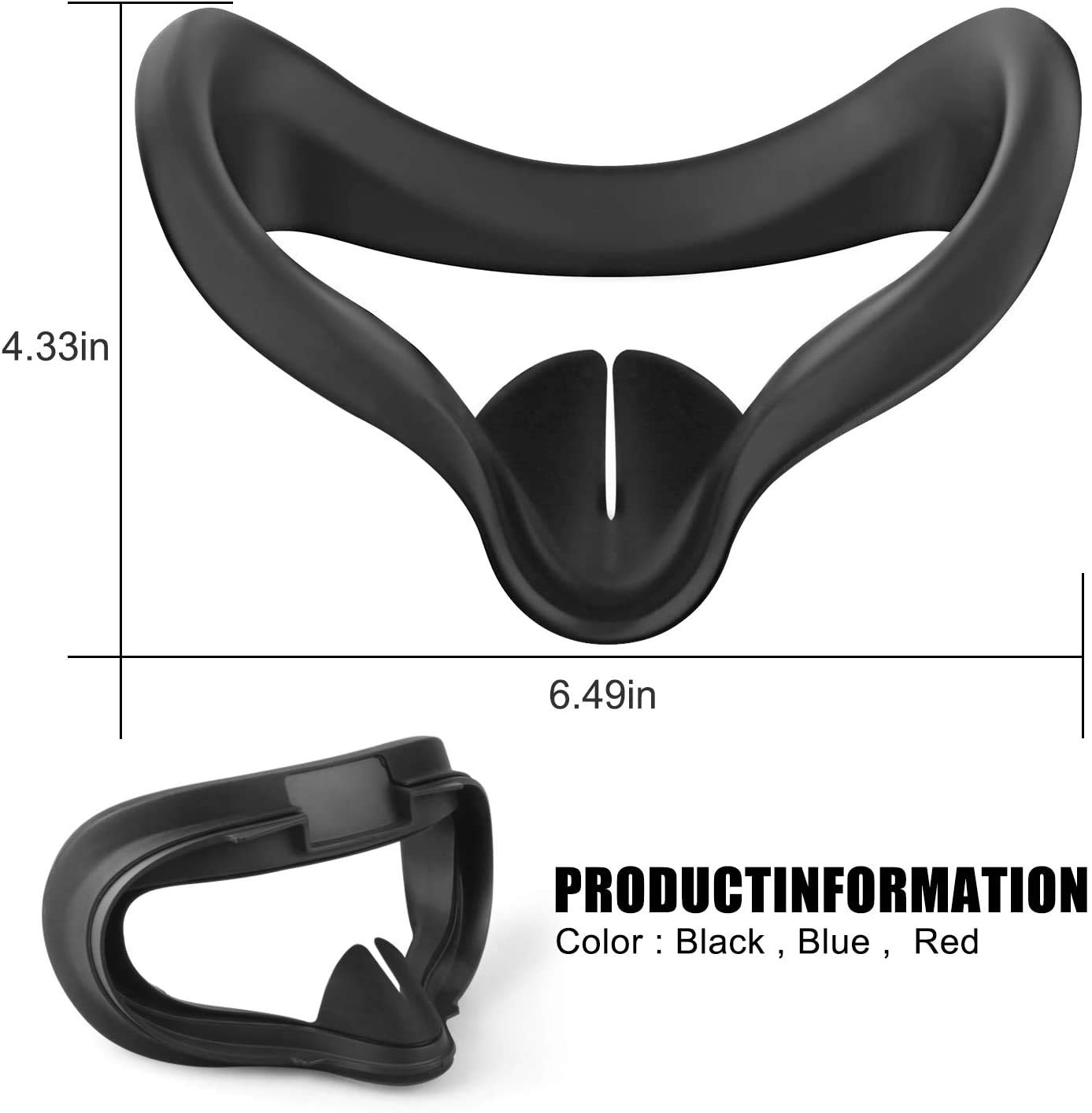 Jayol Silicone Cover for Oculus Quest 2, Sweatproof, Soft and Washable (Face Cover, Black)