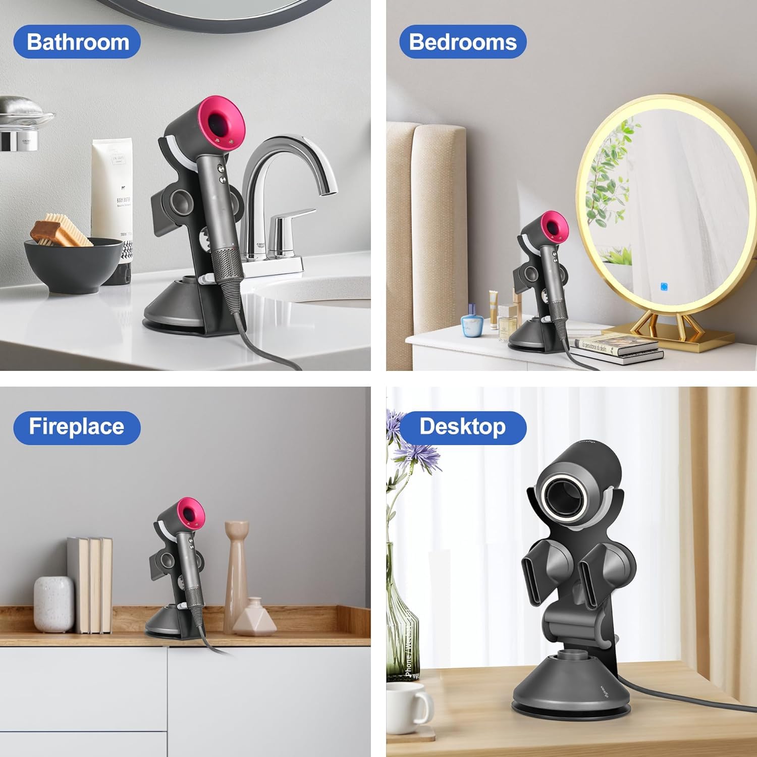 LESAMG Hair Dryer Stand Holder for Dyson Supersonic Hair Dryer,Magnetic Nozzles Storage Organizer Attachments