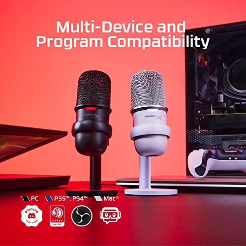HyperX SoloCast β USB Condenser Gaming Microphone, for PC, PS5, PS4, and Mac, Tap-to-Mute Sensor, Cardioid Polar Pattern, Great for Streaming, Podcasts, Twitch, YouTube, Discord - White