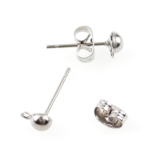 Earring Backs Locking 100pc 4x6mm Stainless Steel Ear Nut Clutch Earring Stoppers Post Stud Earrings Backs DIY Jewelry Findings Hypoallergenic Secure