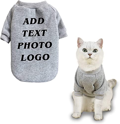 Personalized Dog Cat Shirts w Your Design Custom Puppy Kitten Hoodie Cute Pet Clothes for Small to Medium Dogs & Cats (Gray 1)