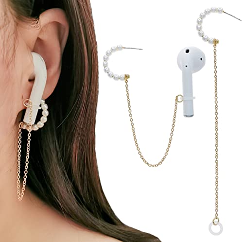 Pearl Hook EarĀ Stud AirpodĀ Earrings Anti Lost Earring Strap for Airpods (Need Ear Hole) Anti Lost Strap for Airpods Pro, Wireless Earphone Holder Strap Compatible for Airpods 1&2&3/Pro