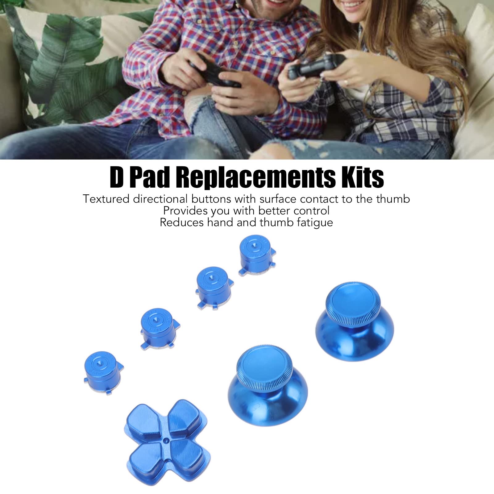 Game Controller Button Repair Kit Aluminum DPad Repair Kit Game Controller Adjustment (Blue)