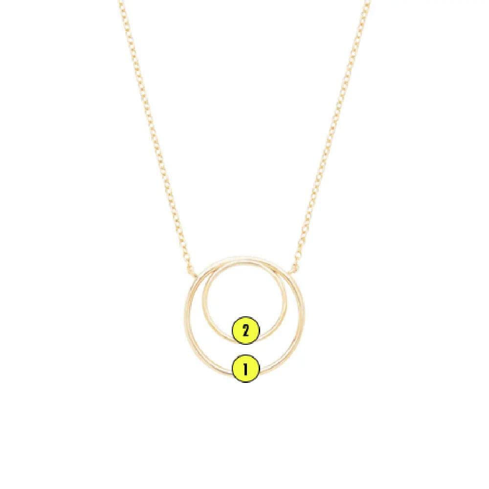 EVE'S ADDICTION Gold Tone Custom Circle Mother & Child 2 Birthstone Necklace (16" chain with 2" extender) - Personalized s - Gift for New Mom - Gifts for Mom