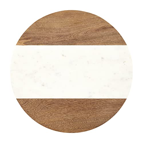 Mud Pie Marble and Wood Lazy Susan, 16" dia, BROWN