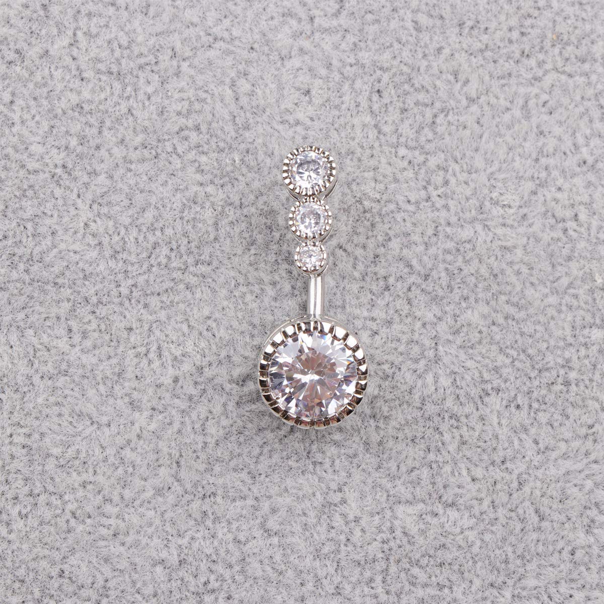 HAO HONG Belly Button Rings Clear CZ Navel Rings Belly Rings Belly Piercing Body Piercing (1pc Siver)