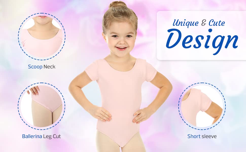Elowel Girls' Team Basics Short Sleeve Leotard Purple (size 4-6 )