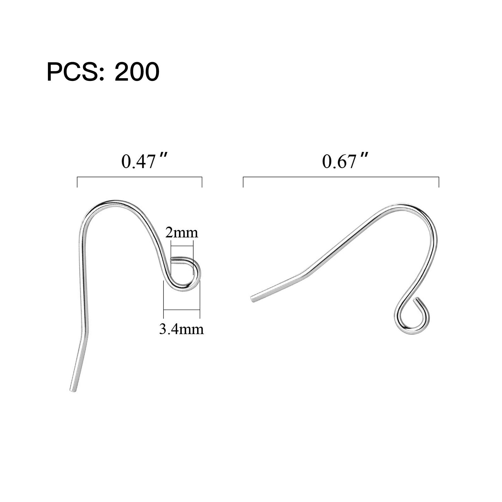 Earring Hooks White Gold Plated Hypoallergenic Ear Wires for DIY Jewelry Findings Unisex(200PCS, 100 Pairs)…
