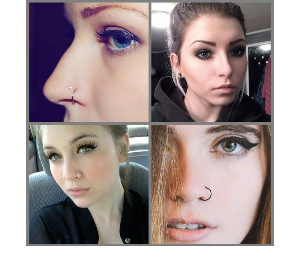 EVEHAP Face Nose Rings Hoop 20g 8mm Nose Piercing Hoop Stainless Steel Body Jewelry (10Pcs Silver)