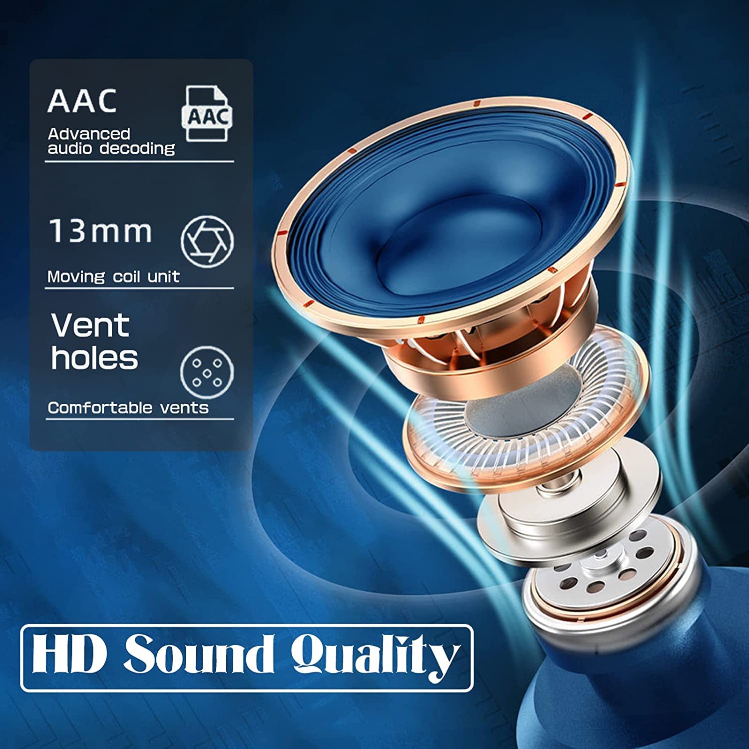 Mosonnytee Headphones Wireless Bluetooth earpiece Bluetooth Headset for Cell Phones with Microphone Noise Cancelling Hands-Free Headset Physical switches & Touch Multifunction botten