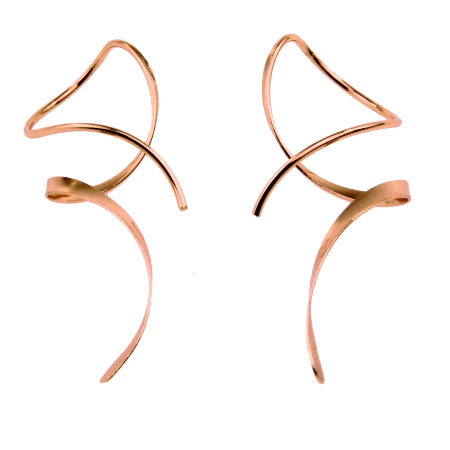 Earrings for Women Spiral threader earrings hand bent dangle earrings for women,suitable for gift giving, perfect for your birthday party, Christmas, gift giving. (14K rose gold pair)