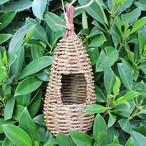 NC Hand-Woven Pet Bird Nest Hut Cage Feeder Parrot Parakeet Toy House Natural Outdoor