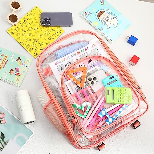Sadnyy 12 Pcs Clear Backpack Bulk Heavy Duty Stadium Approved Transparent Bookbag PVC See Through Bag for School Work Concert(Multicolor)