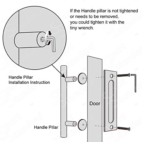 SMARTSTANDARD Heavy Duty 12" Pull and Flush Barn Door Handle Set, Large Rustic Two-Side Design, for Gates Garages Sheds Furniture, Solid Steel, Square, Black