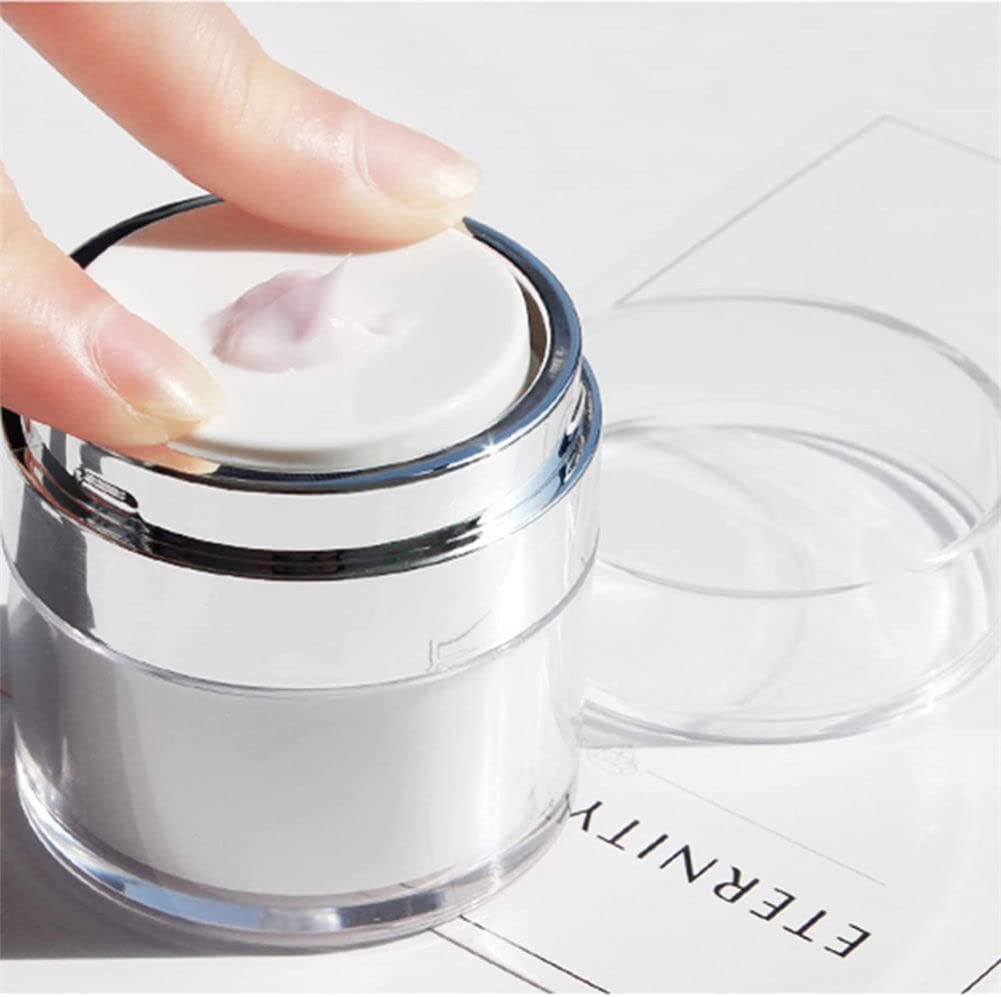 KOSIMI 2PCS Airless Pump Jar, Airless Pump Bottles, Moisturizer Container Used for Lotions, Creams, And Makeup, Travel Containers Push Down Pump Dispenser (1oz / 30ml)