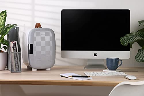 Subcold Pro6 Luxury Mini Fridge Cooler 6 Litre / 8 Cans AC & Exclusive USB Power Option Small Portable Fridge For The Office, Bedroom, Car, Skincare & Cosmetics Chequer Grey