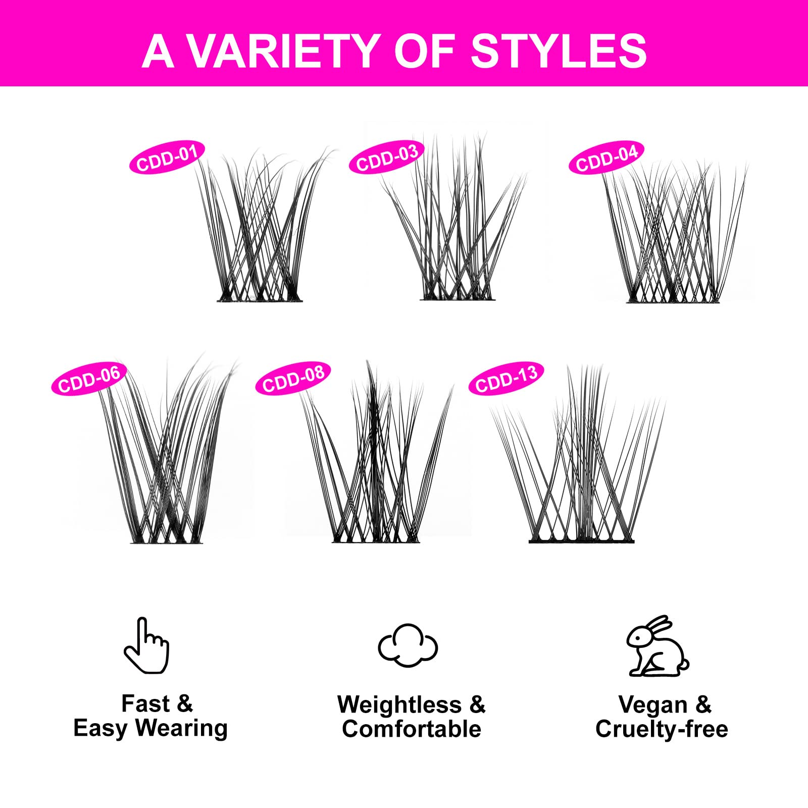 Lash Clusters 144pcs CAELYMINE DIY Lash Extension for Beginners, D Curl Cluster Lashes Soft Lash Extension Clusters 3D Cosplay Eyelash Cluster Extensions Reusable(CDD03)