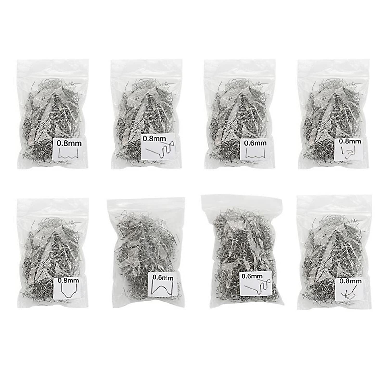jeseny 300 PCS Welding Rods Hot Staple Automotive Plastic Repair Car Bumpers Machine Dashboards Lamp Holders Wave Flat V M 6 Types Plastic Wleding Kit Stainless Steel Staples 0.8 0.6 mm