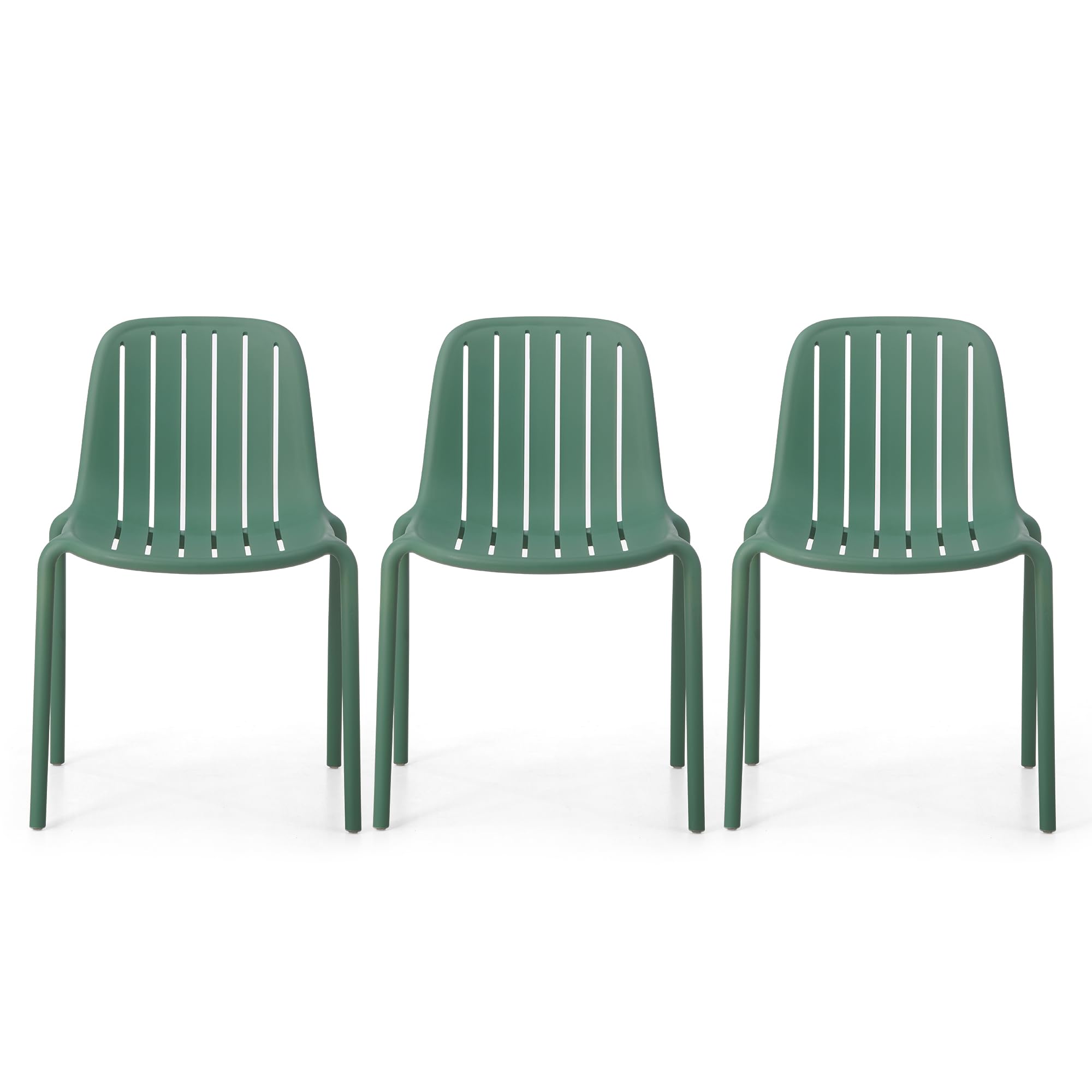 LESHI Patio Dining Chairs Plastic Stackable Chairs with Breathable Design Modern Simple Art Style for Dining Room Balcony Restaurant Kitchen Table Patio Indoor-Outdoor (Dark Green, 2 Pack-Armless)