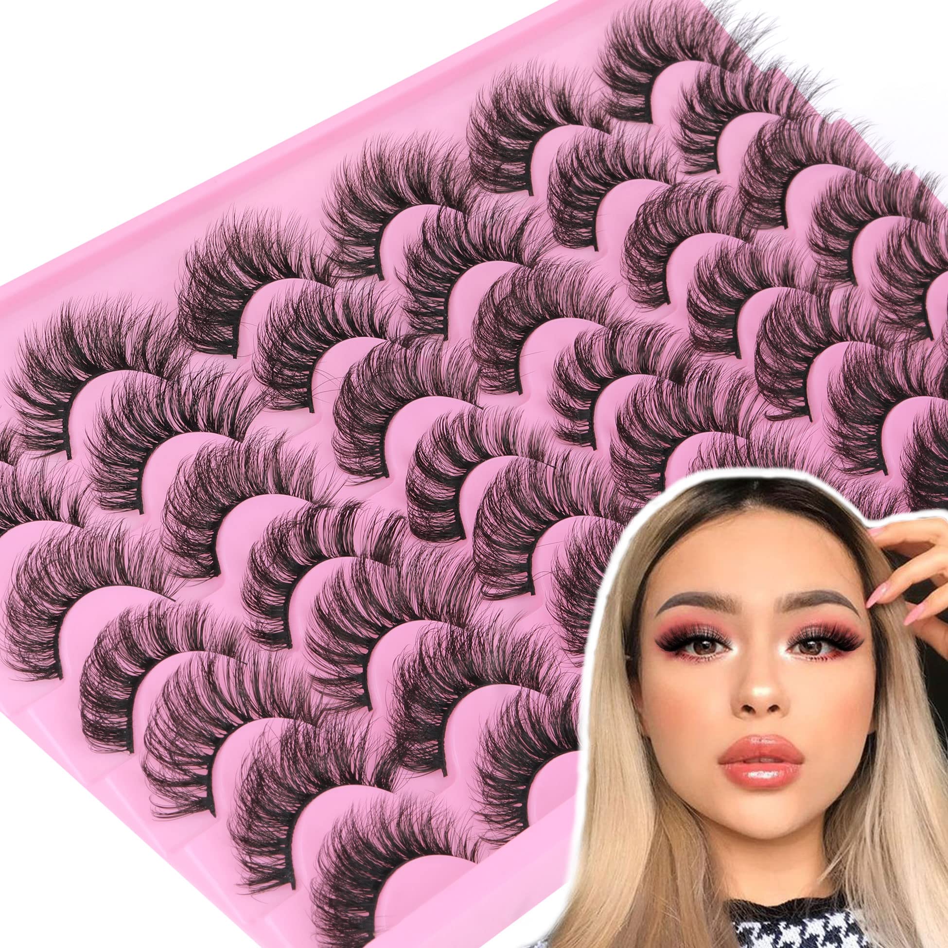 Natural Lashes Mink 7 Styles False Eyelashes Wispy Fluffy Lashes Look Like Extensions 4D Volume Fake Eyelashes 21 Pairs Eye lashes Pack by EYDEVRO (12-15mm)