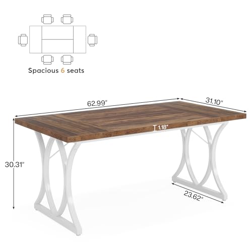 LITTLE TREE 63 β Dx31βW x 30β H Executive Desk, Farmhouse Large Computer Home Office Desk, Small Conference Room Table for 4-6 Person