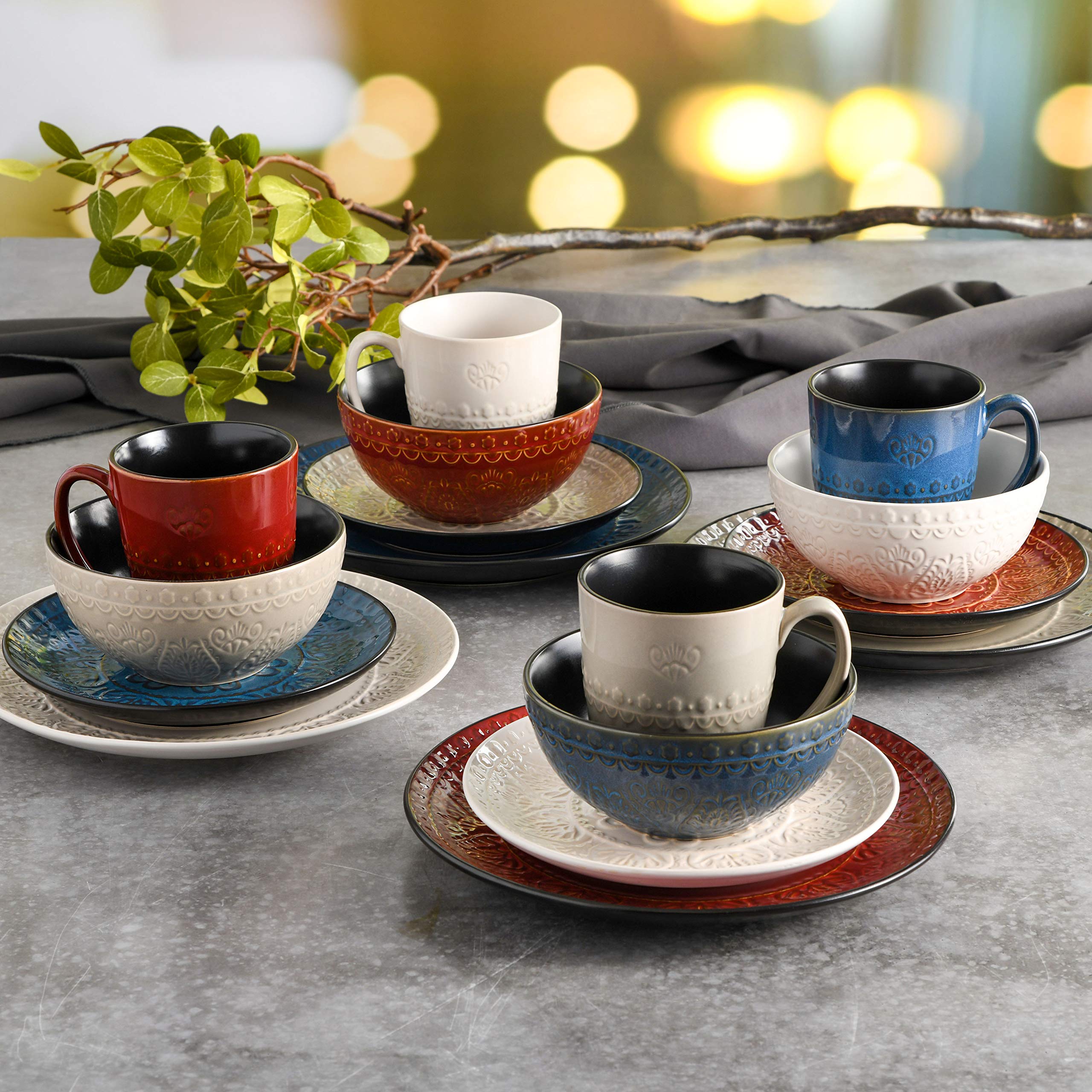 Gibson Elite Milanto 16 Piece Dinnerware Set, Red