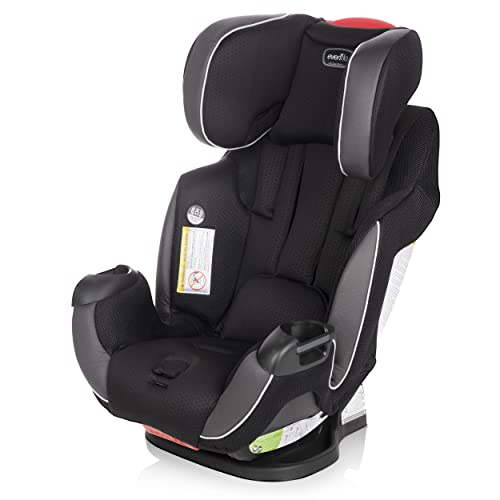 Evenflo Symphony Elite All-In-One Convertible Car Seat, 5-Point Infinite Slide Harness, Easy to Install, Forward / Rear Facing, Booster Seat, 110-lb Capacity, Multiple-Position Recline, Paramount Gray