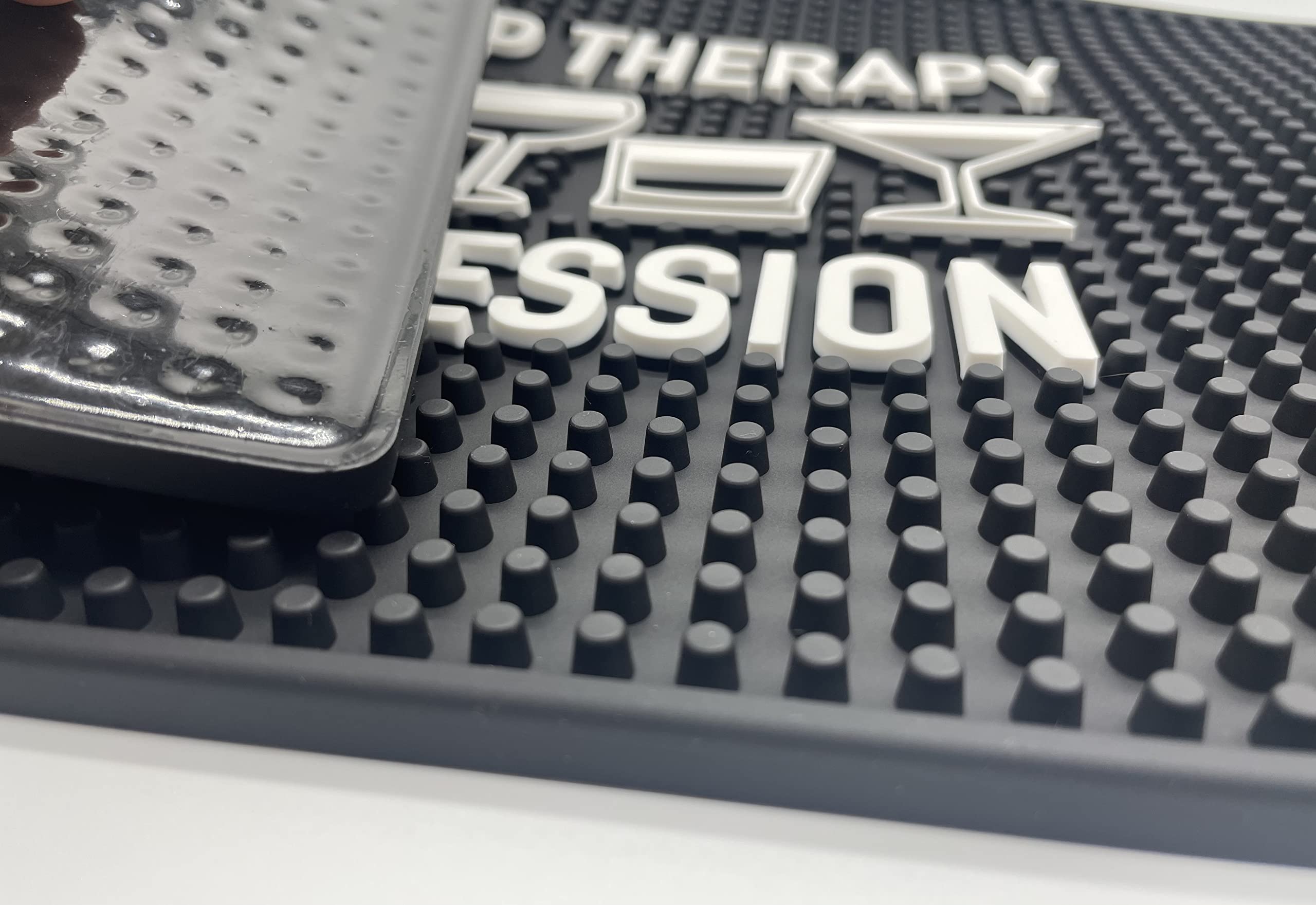 Group Therapy is In Session 17.7" x 11.8" Funny Bar Spill Mat Rail Countertop Accessory Home Pub Decor Slip Resistant Durable Thick Bar Covering for Craft Brewery Kitchen Cafe and Restaurant Accessory