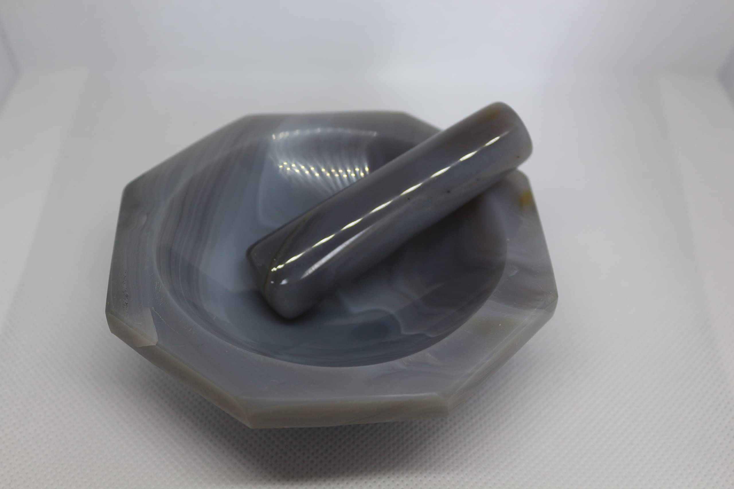 LAB4US Agate Mortar and Pestles Set ID 80mm Natural Agate Grinder for Lab Grinding Polished Brazilian Agate Internal Diameter 80mm, External Diameter 100mm; Depth 24mm; Hardness 7-7.2(80mm)