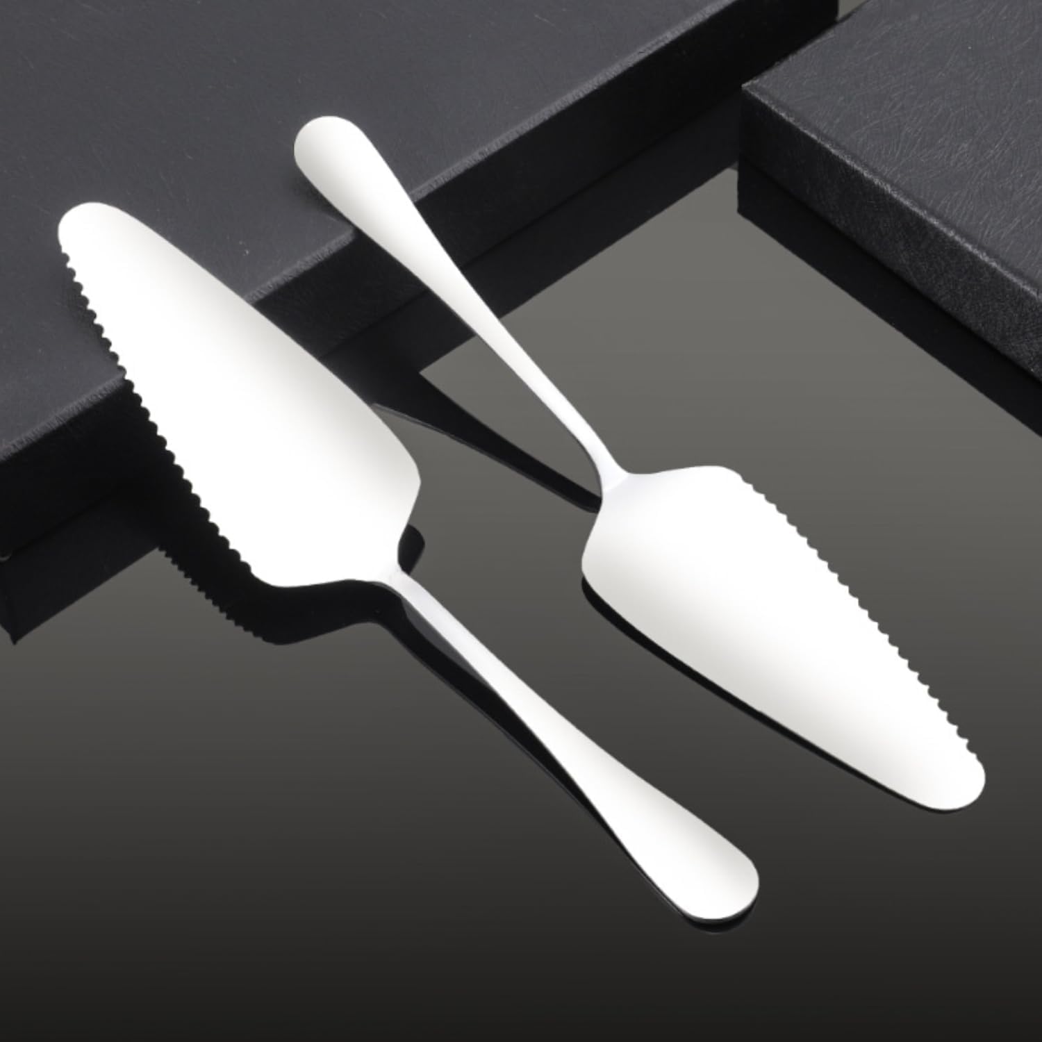 Pie Cake Server, 9 inch Stainless Steel Pie Server Cake Pizza Cutter Tart Dessert Slicer, 2Pcs Cake Cutter Set forParty Wedding Birthday Anniversary, Dishwasher Safe (Silver)
