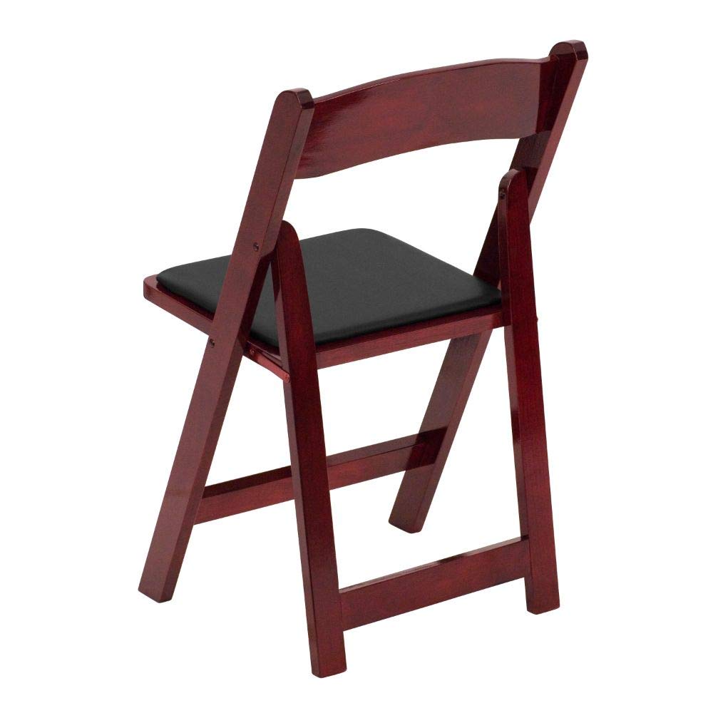 Flash Furniture 4 Pack HERCULES Series Mahogany Wood Folding Chair with Vinyl Padded Seat