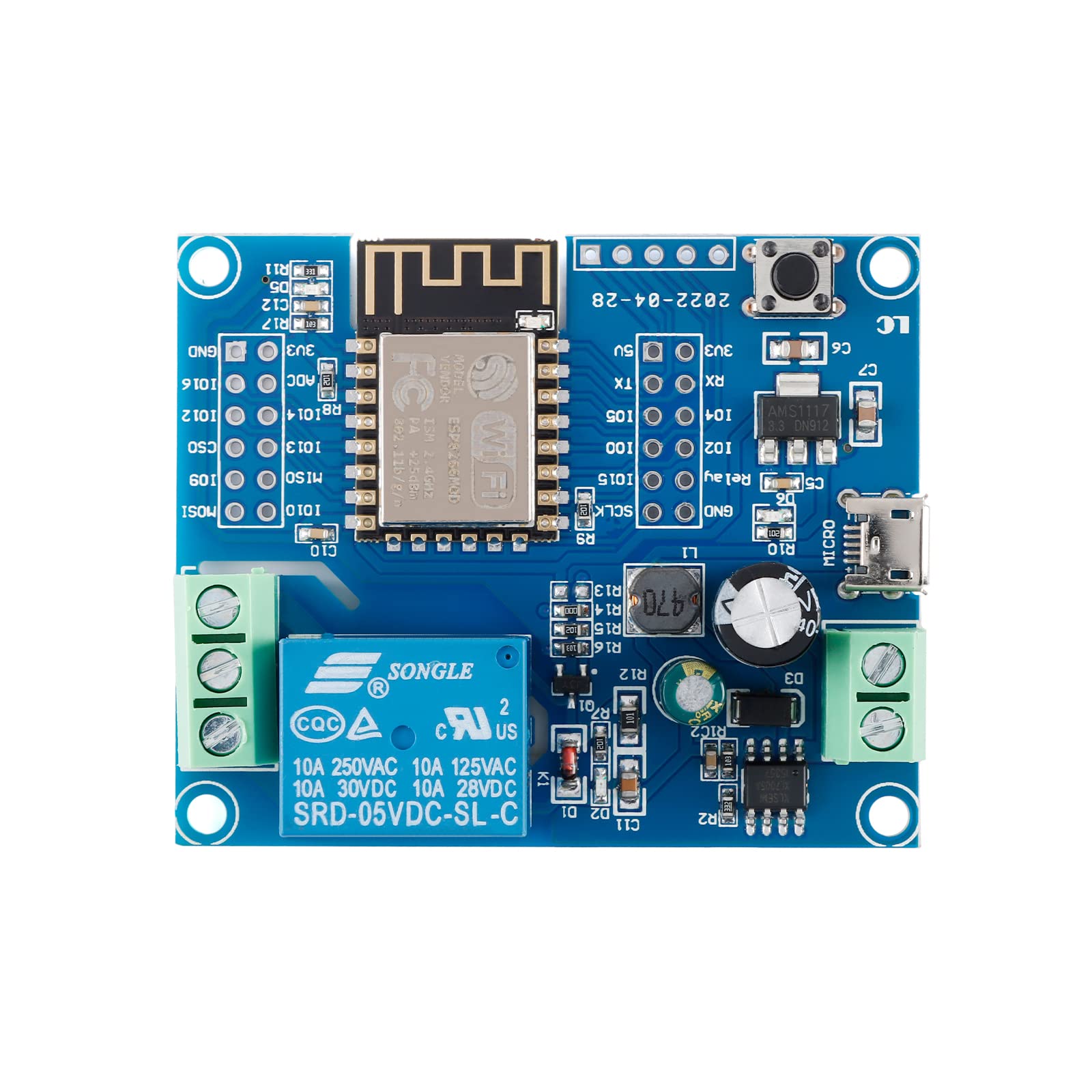 JESSINIE 2Pcs ESP8266 ESP-12F WiFi Single Relay Module ESP DC5-80V Wireless Controller Relay Module Board ESP-12F for IOT Smart Home APP