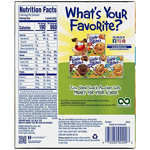 Entenmann's Little Bites Party Cake Muffins, Pouches of Mini Muffins, 8.25 Oz, 5 Count
