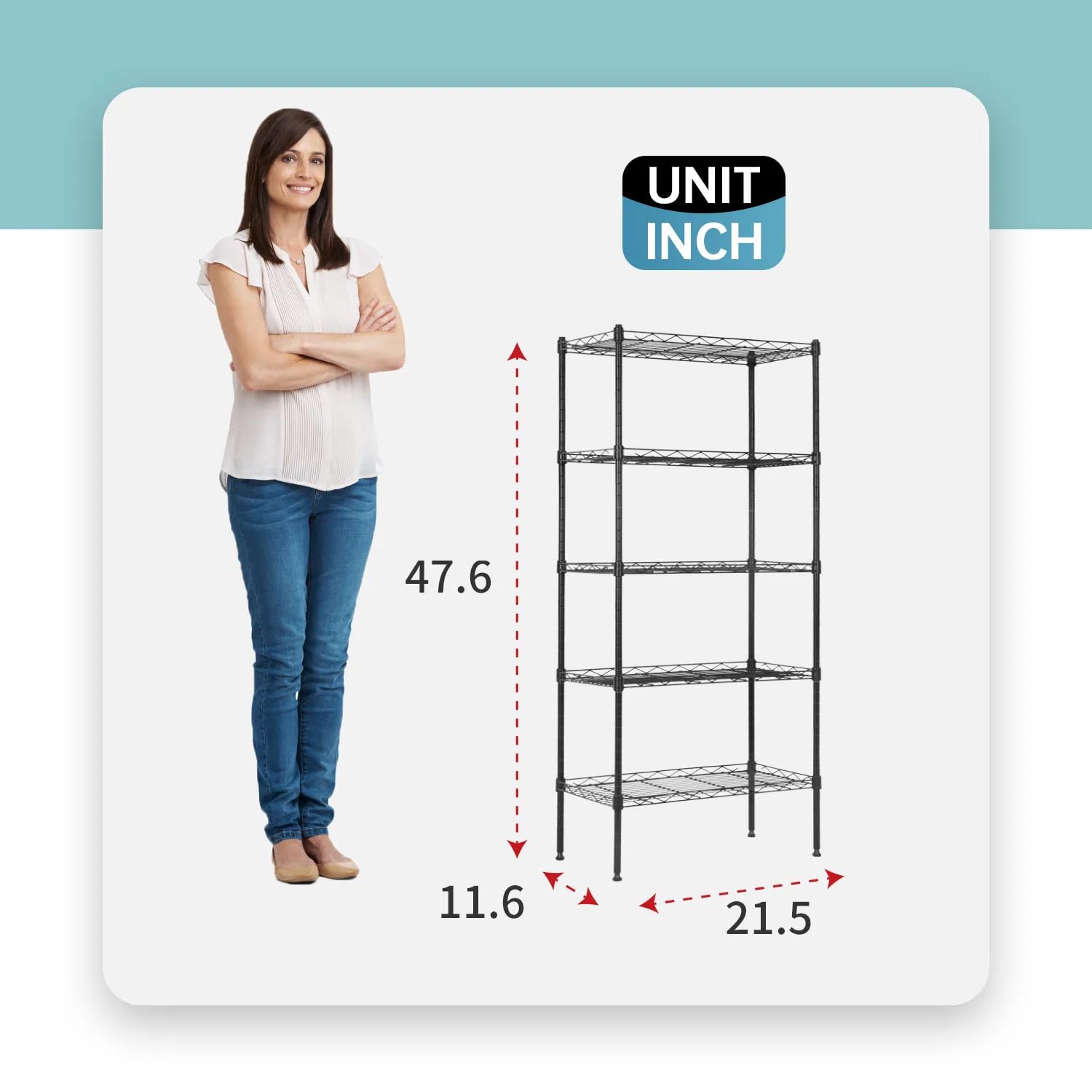 PIKAQTOP 5-Wire Shelving Unit Steel Large Metal Shelf Organizer Garage Storage Shelves Heavy Duty NSF Commercial Grade Utility Storage Metal Layer Rack