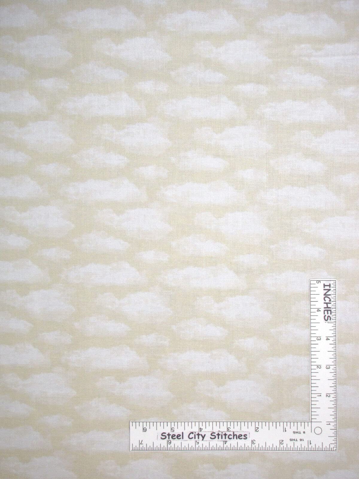 FlashPhoenix Quality Sewing Fabric –Cloud Sky White and Cream Clouds 100% Cotton Fabric QT Faith Religious by The 36x44 Inch by The Yard